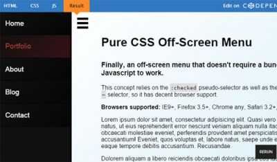 左右からメニューがスルッ！CSSだけで作成されたオフカンバスメニュー6 | co-jin
